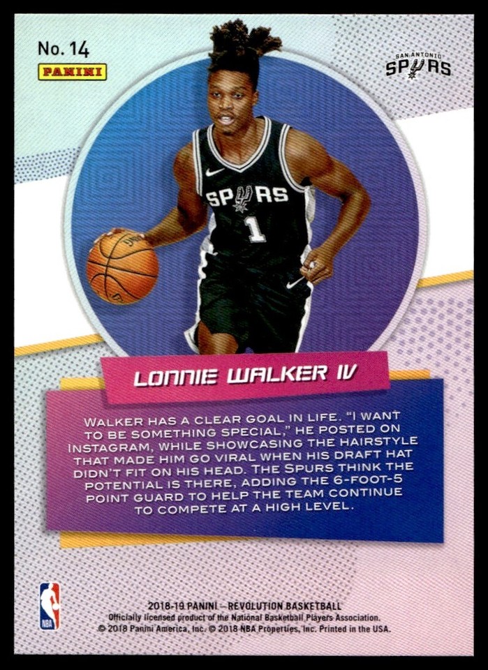 2018-19 Panini Revolution Lonnie Walker IV Rookie San Antonio Spurs #14 ...