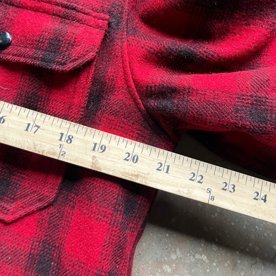 VTG Woolrich Buffalo Plaid Wool Jacket Men's Red Black Zip Up ...