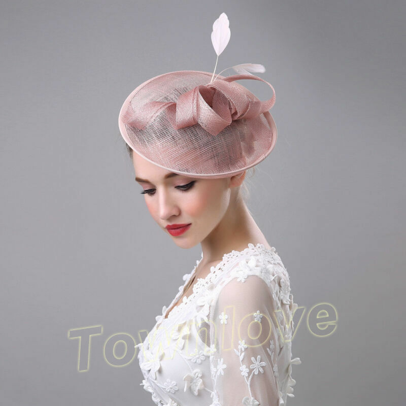 Women Wedding Party Hat Retro Feather Tulle Formal Party Hats Cambric ...