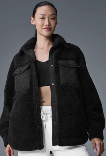 ALO Unisex Jacket Black Size Small Sherpa Edge Shacket Oversized ...
