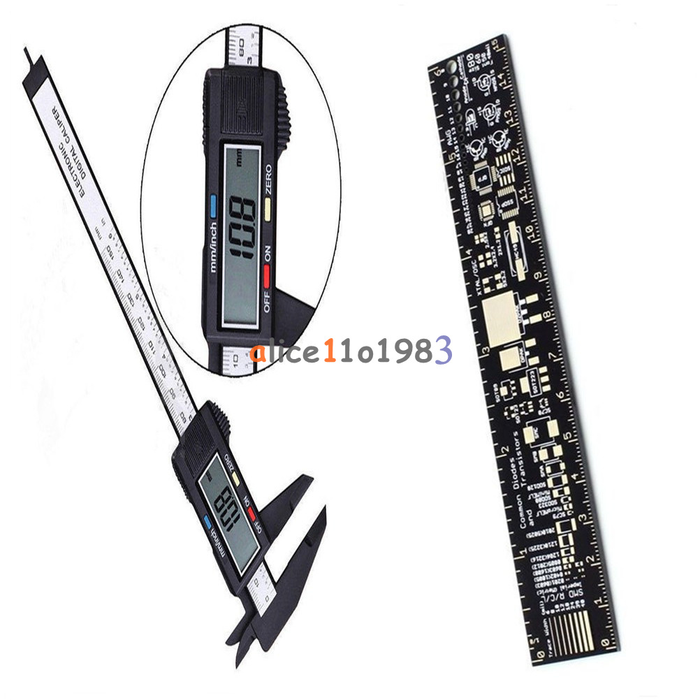 PCB Ruler LCD Electronic Carbon Fiber Vernier Caliper for Electronic ...
