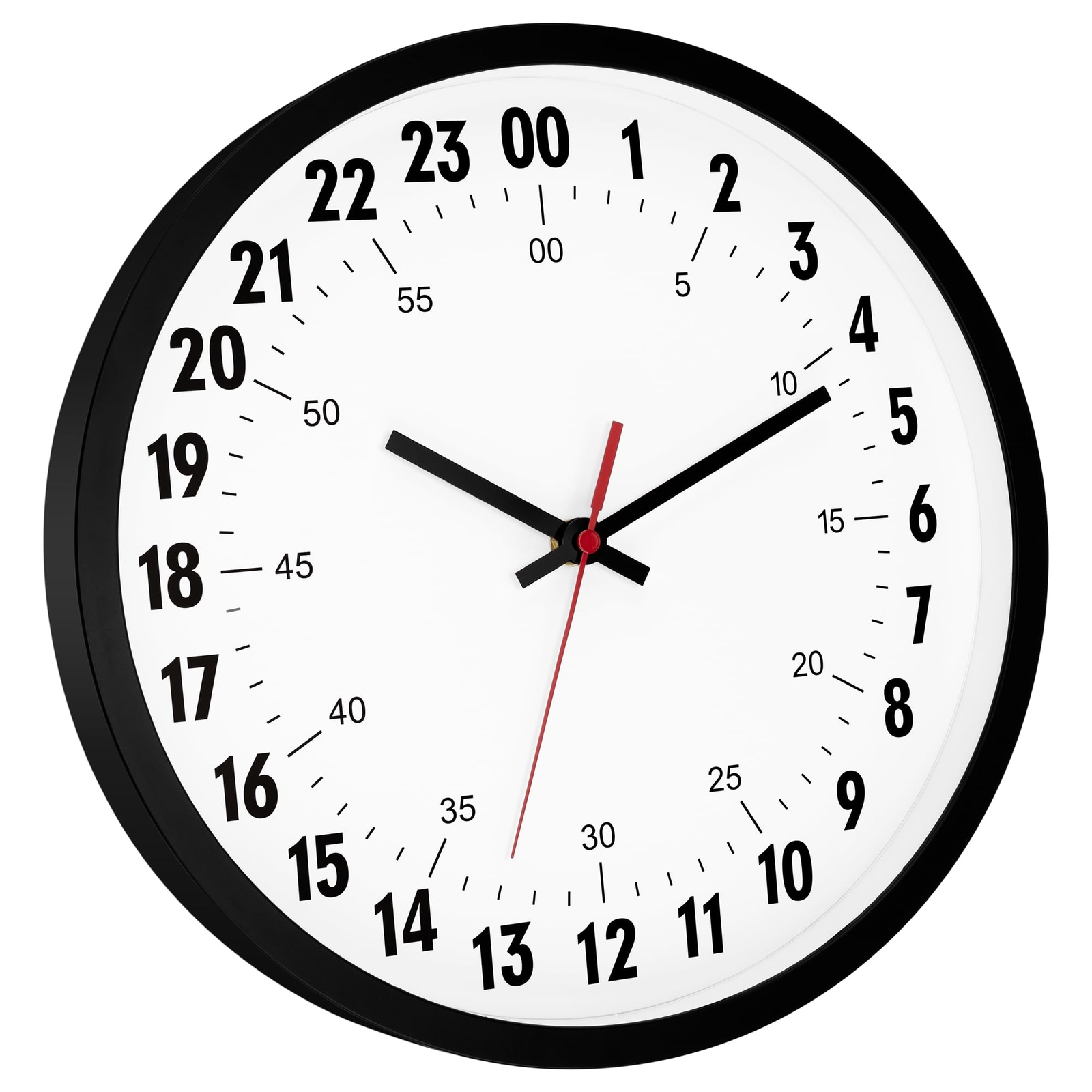 24 Hour Wall Clock 12 Inch Quartz Battery Operated Round Analog Wall ...