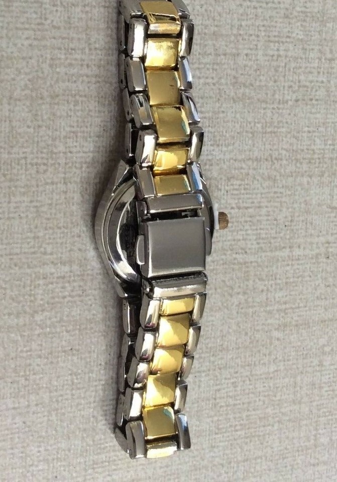 Mark Neimer Women's Two Tone Watch Round Gold Dial on Two Tone Linked ...