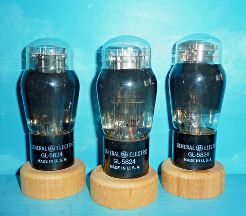 3 GE General Electric GL-5824 Tubes Black Glass Mica Snub D Getter ...