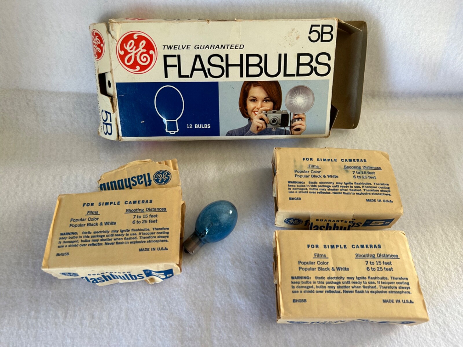 GE Flash Bulbs 5B Box of 11 ( Camera Flashbulbs General Electric Old ...