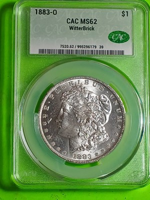 1883-0 MORGAN SILVER DOLLAR. CAC MS 62. FULL.MINT LUSTER. ORIGINAL ...