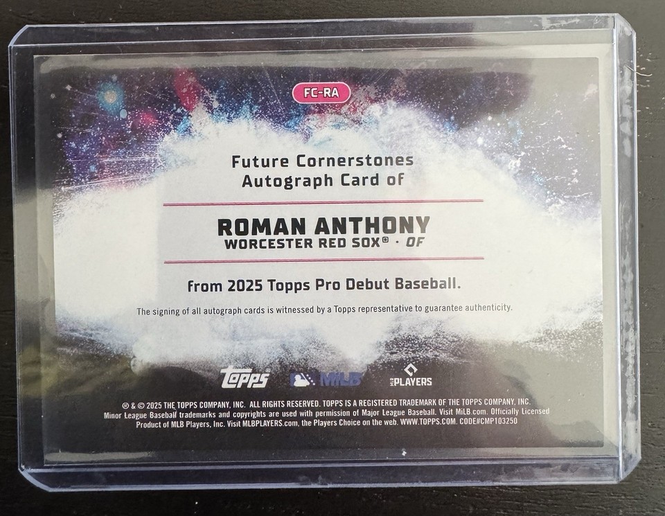 2025 Topps Pro Debut Future Cornerstones Autograph Roman Anthony /99 # ...