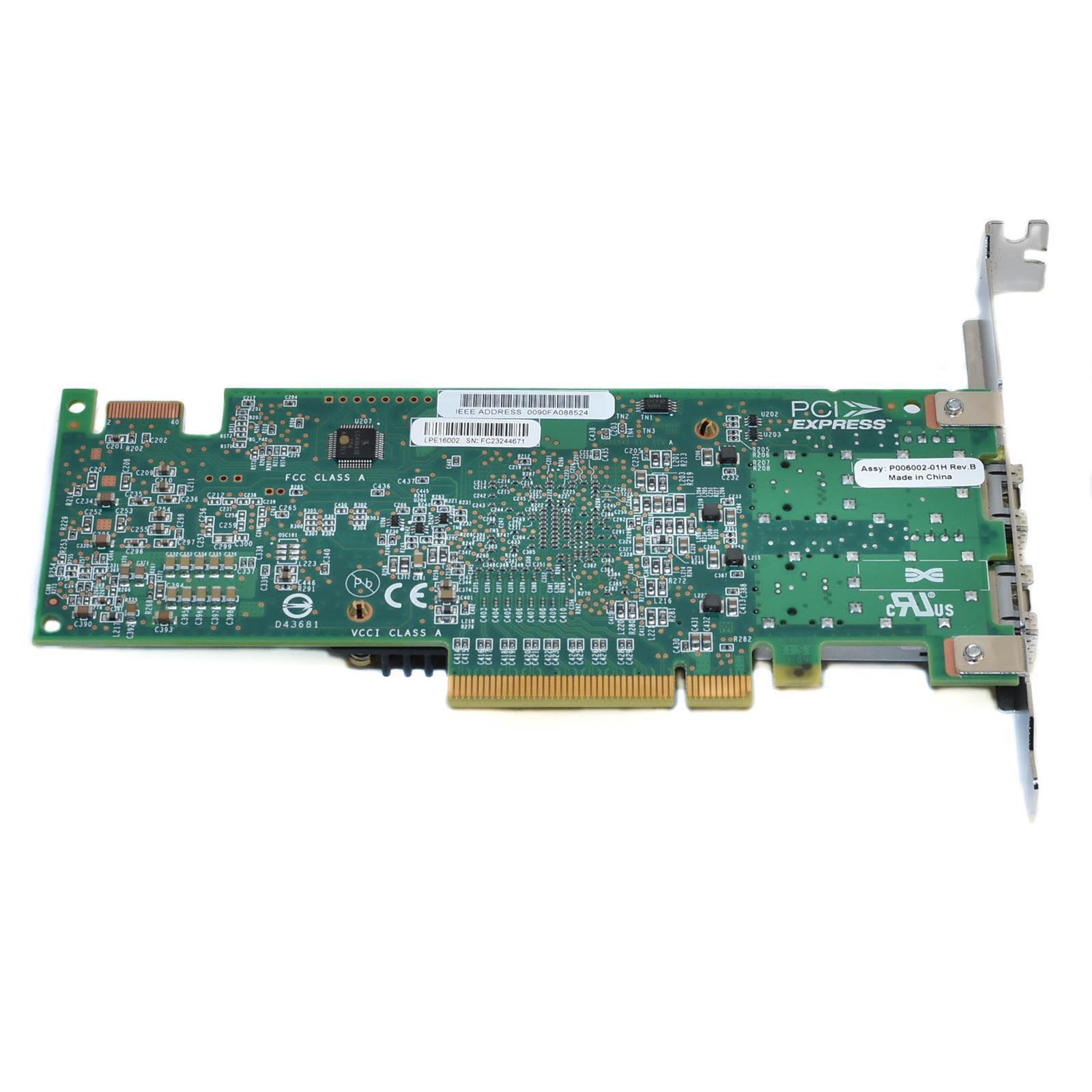 Emulex Lightpulse LPE16002 2-Port 16Gb PCI-E Full Height FC HBA Host ...