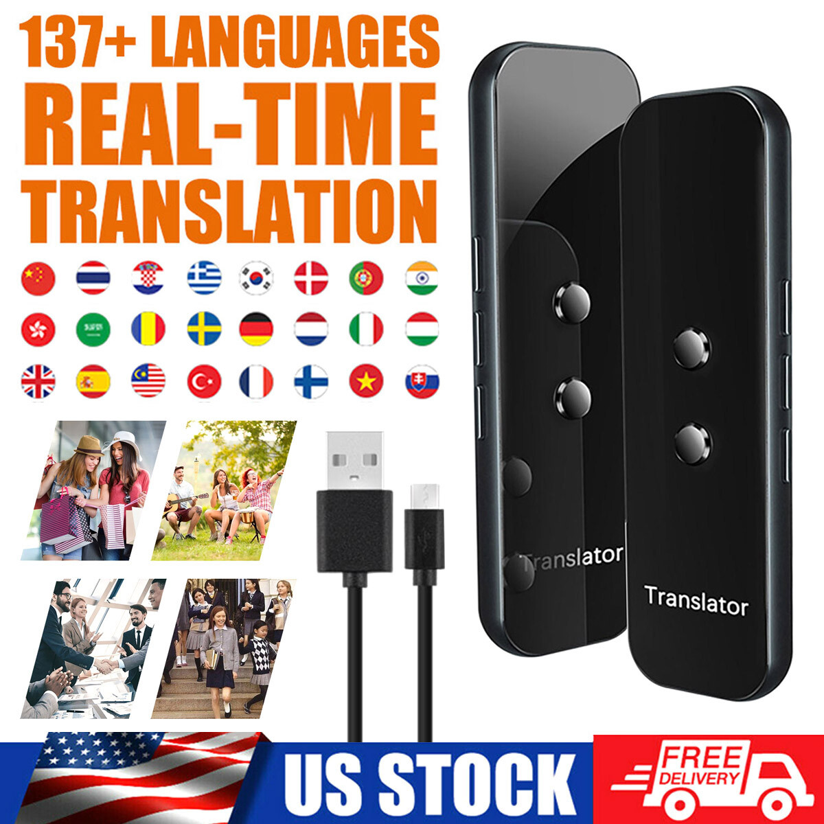 140 Languages Translator Smart Instant Real Time Voice Translation ...