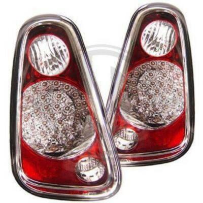 Back Rear Tail Lights Pair Set LED Clear Red Chrome Mini R50 52 53 01 ...