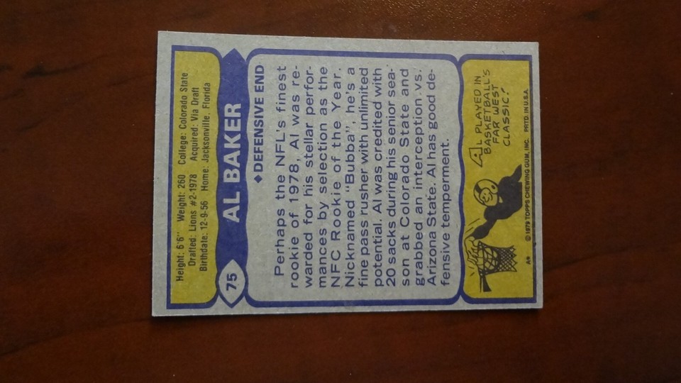 19790 TOPPS #75 AL BAKER FOOTBALL CARD | eBay