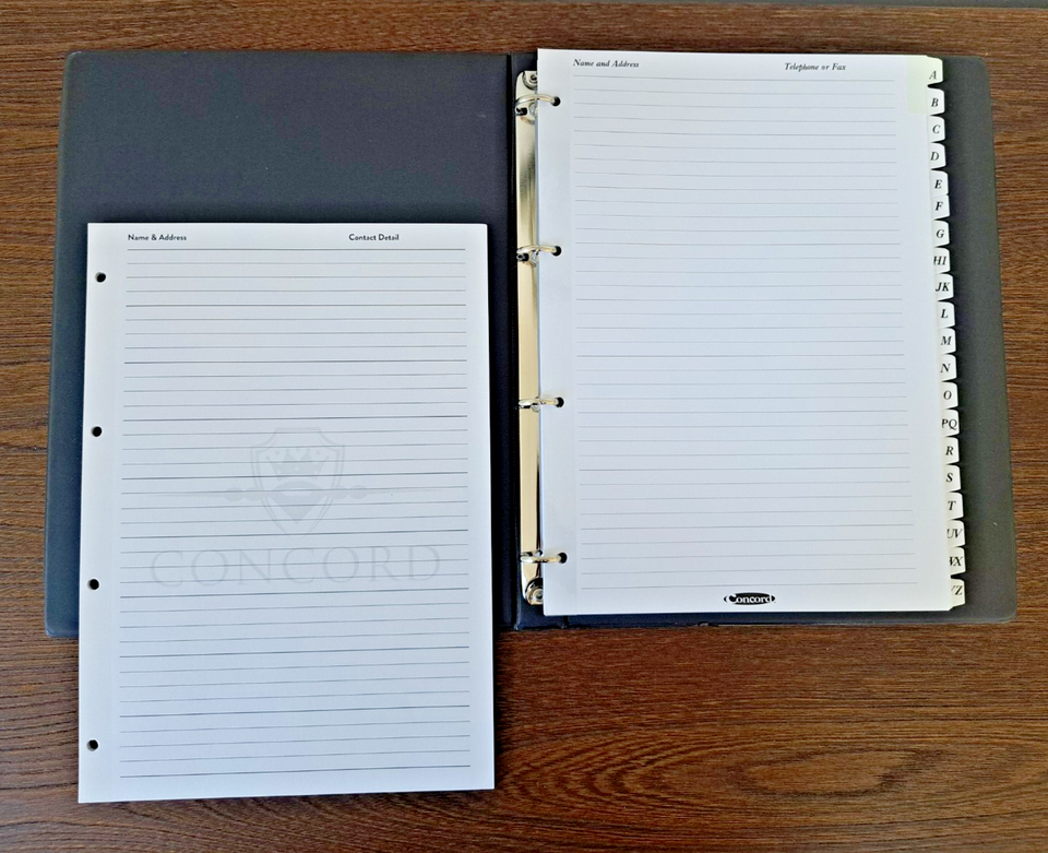 PREMIUM A4 CONCORD A-Z INDEX TELEPHONE ADDRESS BOOK BINDER +FREE 20 ...