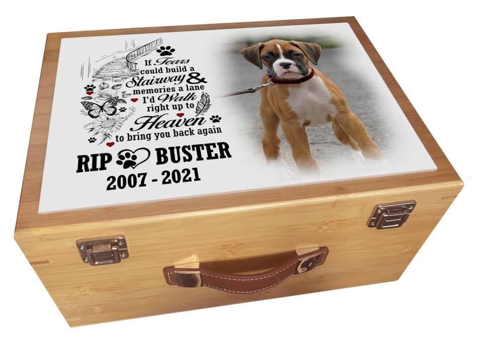 Large size memory box, Personalised wooden dog keepsake box, Dog ...
