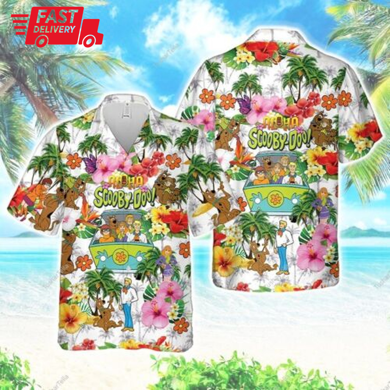 Scooby Doo Tropical Flower 3D HAWAII SHIRT US Size All Over Print Best ...