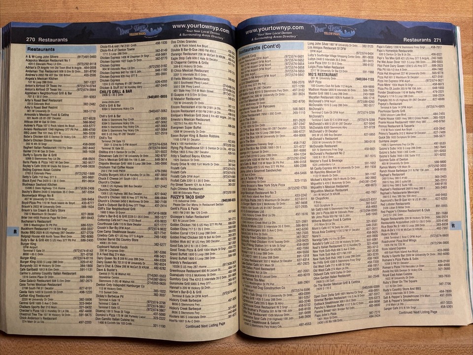 2009 Denton & Surrounding Areas, TX Telephone Directory Your Town Pages ...