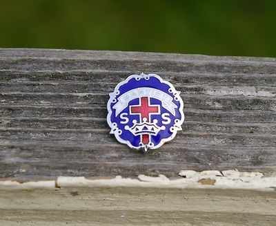 Baptist S S Blue Red Cross Crown Logo Silver Tone Metal Enamel Lapel ...