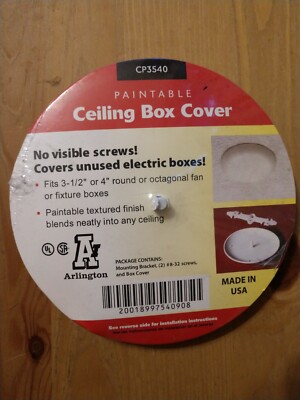 Paintable Blank Ceiling Box Cover Plate Round for 3-1/2 & 4" Boxes ...