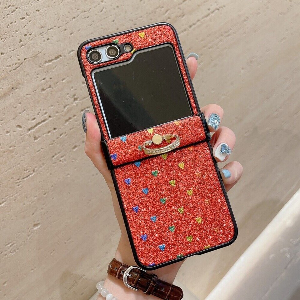 Cute Phone Case Cover Luxury Bling Ring Chain For Samsung Galaxy Z Flip ...