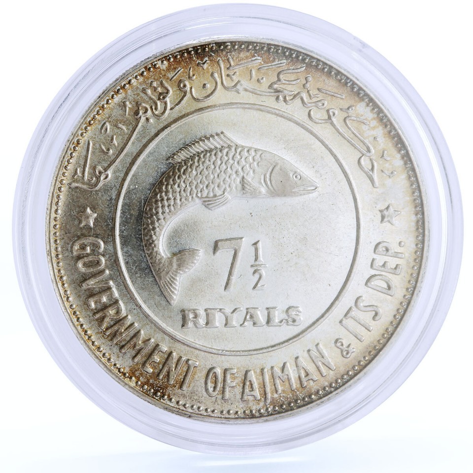 Ajman 7 1/2 riyals Endangered Wildlife Rashid Bonefish Fauna silver ...