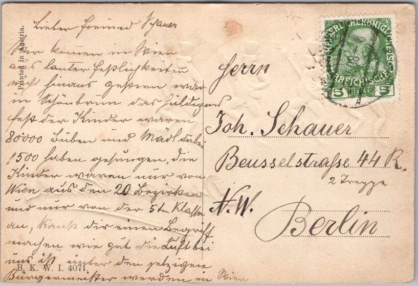 Vintage 1900s German "BEST WISHES" Greetings Postcard "Die Besten ...