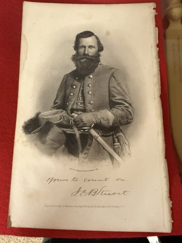 Confederate Cavalry General Jeb Stuart Engraving Paper 1898 Original ...