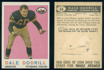 (63151) 1959 Topps FB 34 Dale Dodrill Steelers-NM | eBay