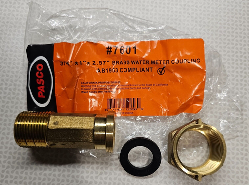 PASCO 7601 3/4" x 1" x 2.57" Brass Water Meter Coupling AB1953 ...