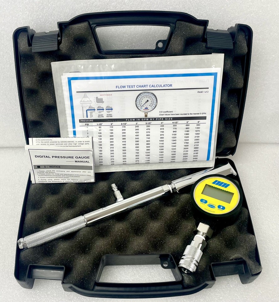 NNI Quick Connect Hydrant, Flowtest Pitot Tube Digital Gauge 0-300Psi ...