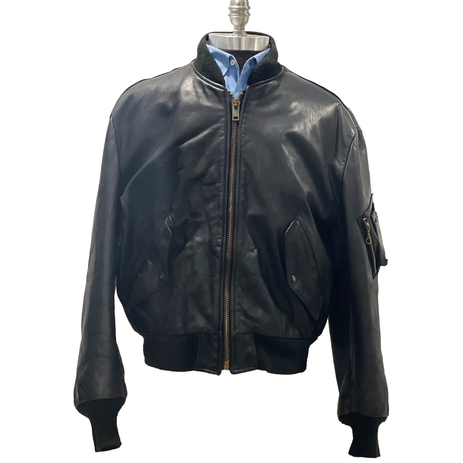 Authentic Vintage Schott Bros. Black Leather Bomber J… - Gem