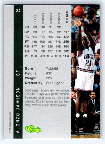 1992 Classic Four Sport #34 Alonzo Jamison | eBay