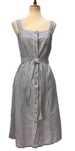 Cottage Core Sundress M Milkmaid Pinafore Dress Midi Pockets Linen ...