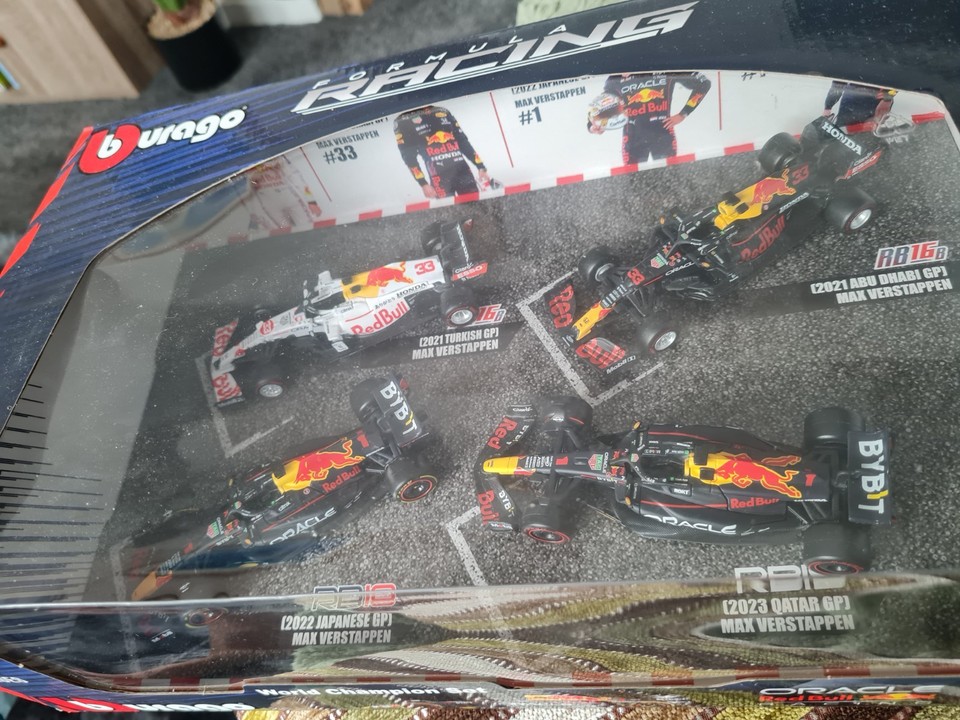RedBull F1 Burago 4 Racing Car Model Set 2021-2023 Champion Set 1:43 ...