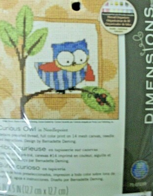 Dimensions Needlepoint Kit - Curious Owl, 5" x 5" | eBay UK