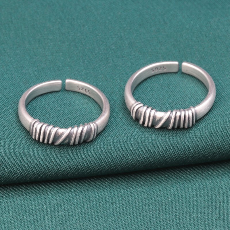 A22 Ring Band Wrapped With Silver Wire Silver 925 Adjustable Size | eBay