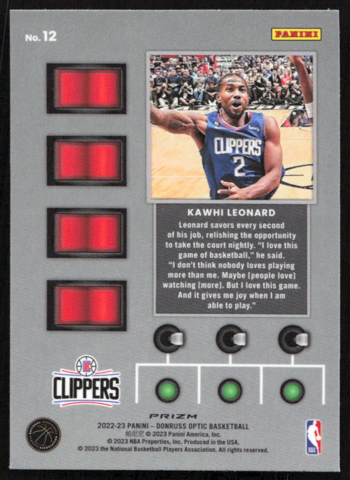 2022 Donruss Optic #12 Kawhi Leonard T-Minus Silver Holo Prizm SP | eBay