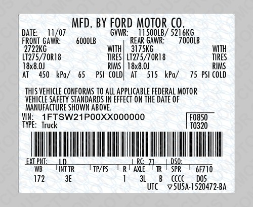 A Replica Label Sticker for Ford USA Quality 5U5A-1520472-BA | eBay