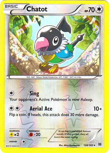 Pokemon - Chatot - 128/162 - Rare - Reverse Holo - XY - BREAKthrough ...