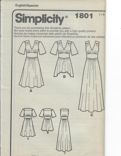 Simplicity Misses Dress in Two Lengths OR Tunic Size 14-22 1801 Sewing ...