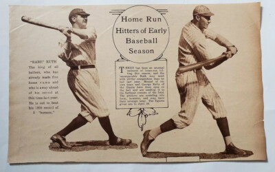 BABE RUTH 1921 Publication-George High Pockets Kelly Home Runs NY Times ...