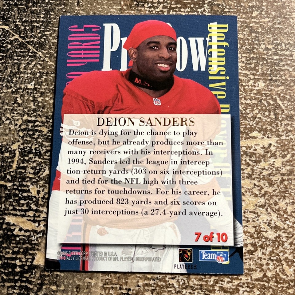Deion "Prime Time" Sanders 1995 Ultra Achievement #7 of 10 - San ...