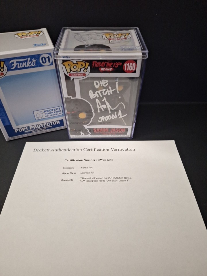 ARI LEHMAN SIGNED INSCRIBED FUNKO POP #1160 FRIDAY THE 13th SAVINI ...