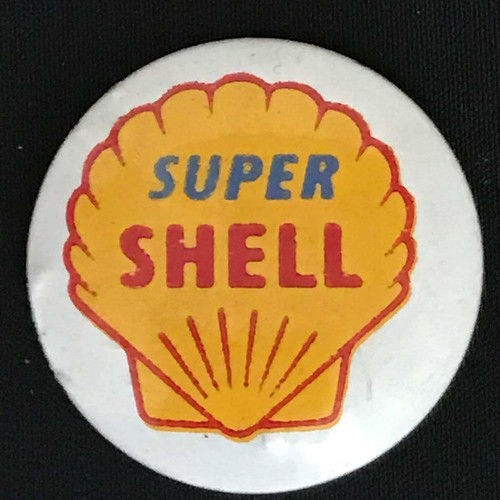 SUPER SHELL PETROL MOTOR OIL GAS GARAGE VINTAGE LAPEL PIN BUTTON BADGE ...