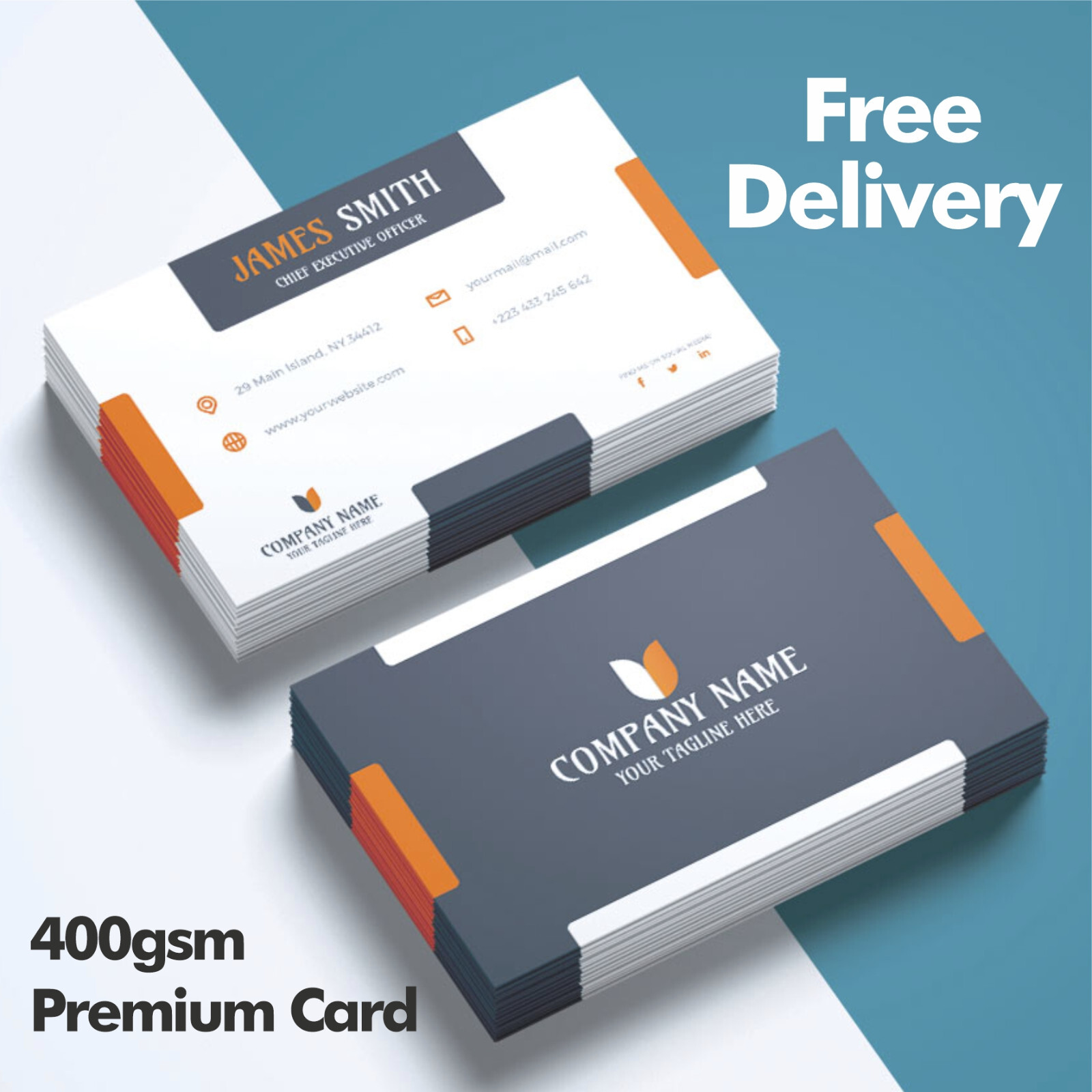 Business Card Personalised Printed Single or Double Side Business Card ...