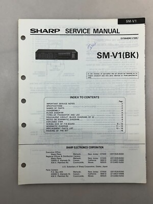 Sharp SM-V1 Original Service Manual Free Shipping | eBay