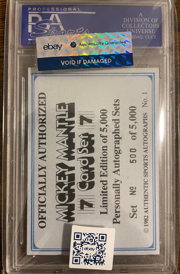 1982 ASA Mickey Mantle Signed Autograph Card #’d 500/5000 PSA DNA ...