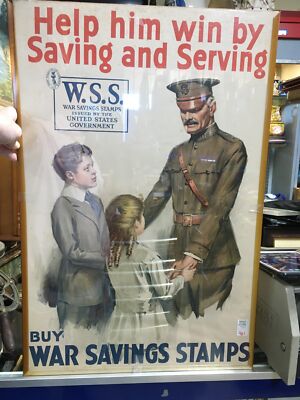 Help Him Win by Saving and Serving Buy War Savings Stamps WWI Poster | eBay