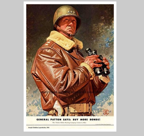 General George S Patton PHOTO Buy War Bonds Poster Army Recruiting ...