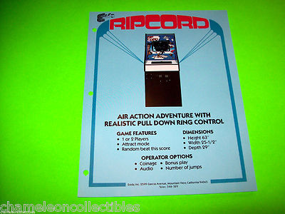 RIP CORD 1979 ORIGINAL VIDEO ARCADE GAME PROMO SALES FLYER Vintage ...