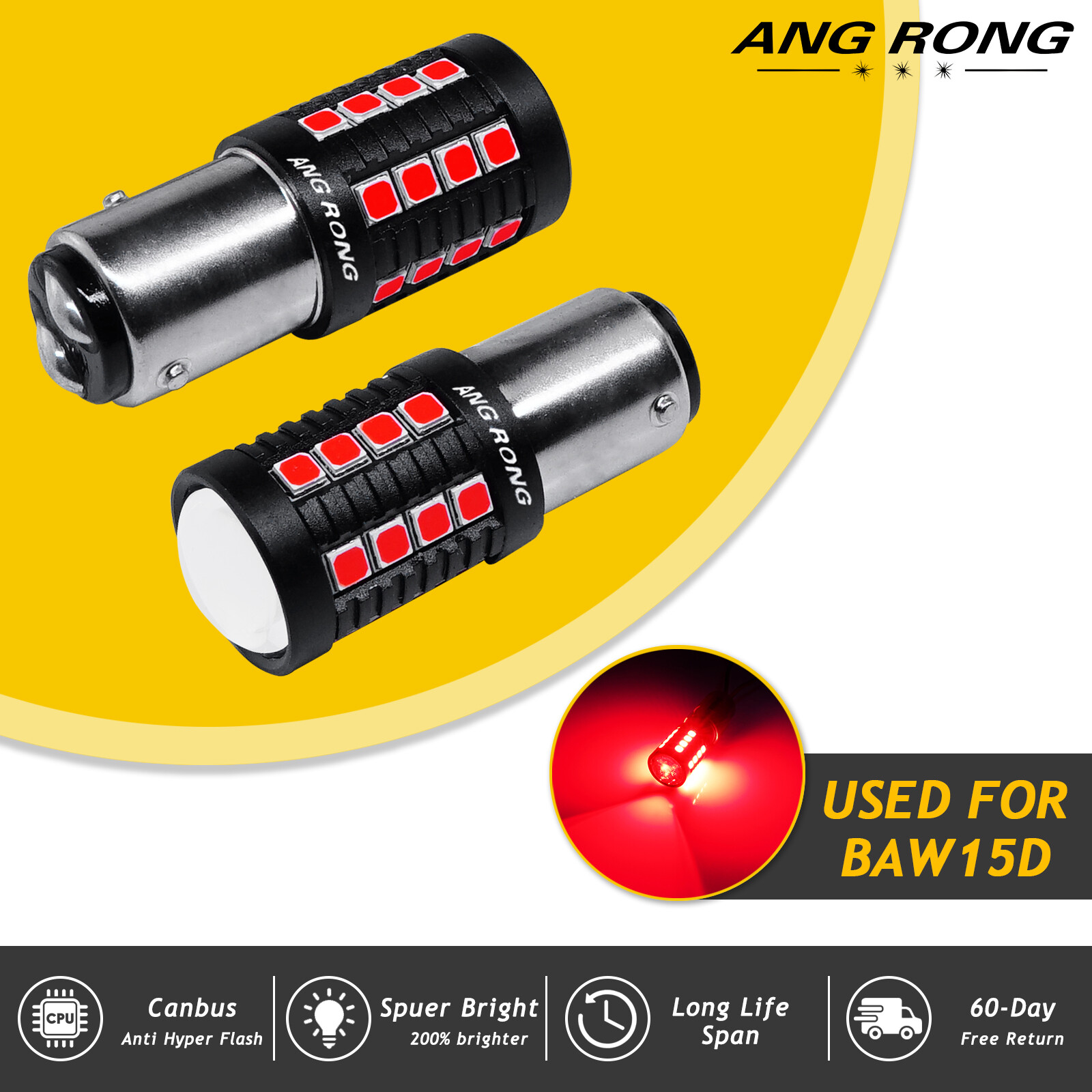 2x Error Free 567 PR21/5W BAW15d 27 SMD LED Bulbs Rear Stop Brake Light ...