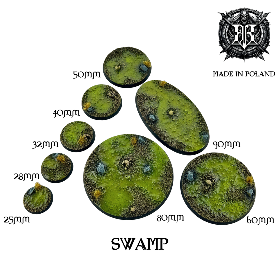 Painted Bases for Miniatures & Figures GREEN SWAMP TERRAIN Custom ...